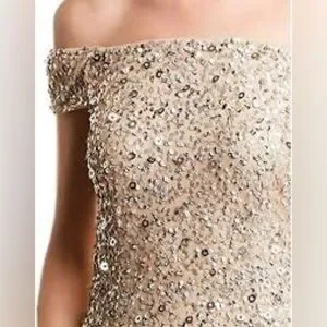 Adrianna Papell | Dresses | Adrianna Papell Gold Sequin Fish Tail Gown ...